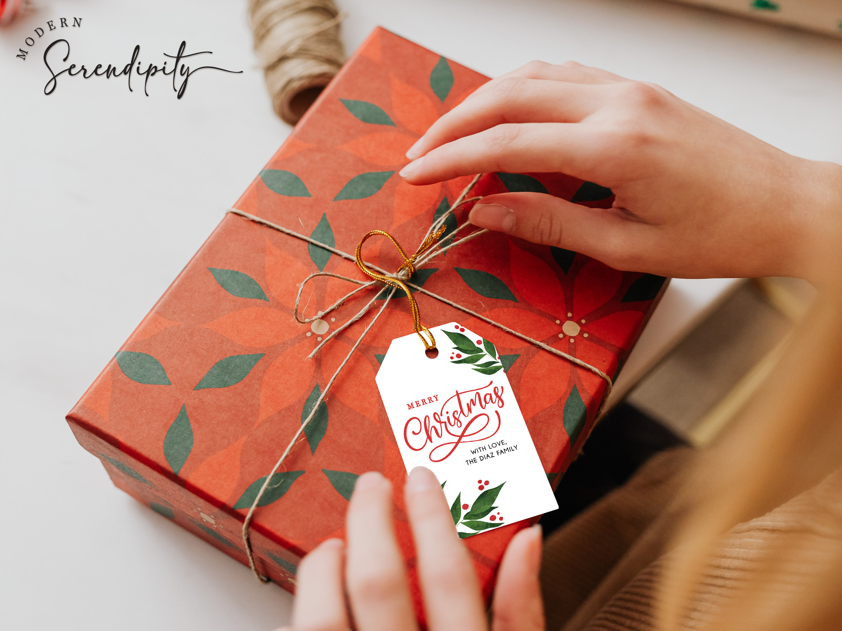 Merry Christmas Gift Tag Printable Christmas Gift Tag Holiday - Etsy