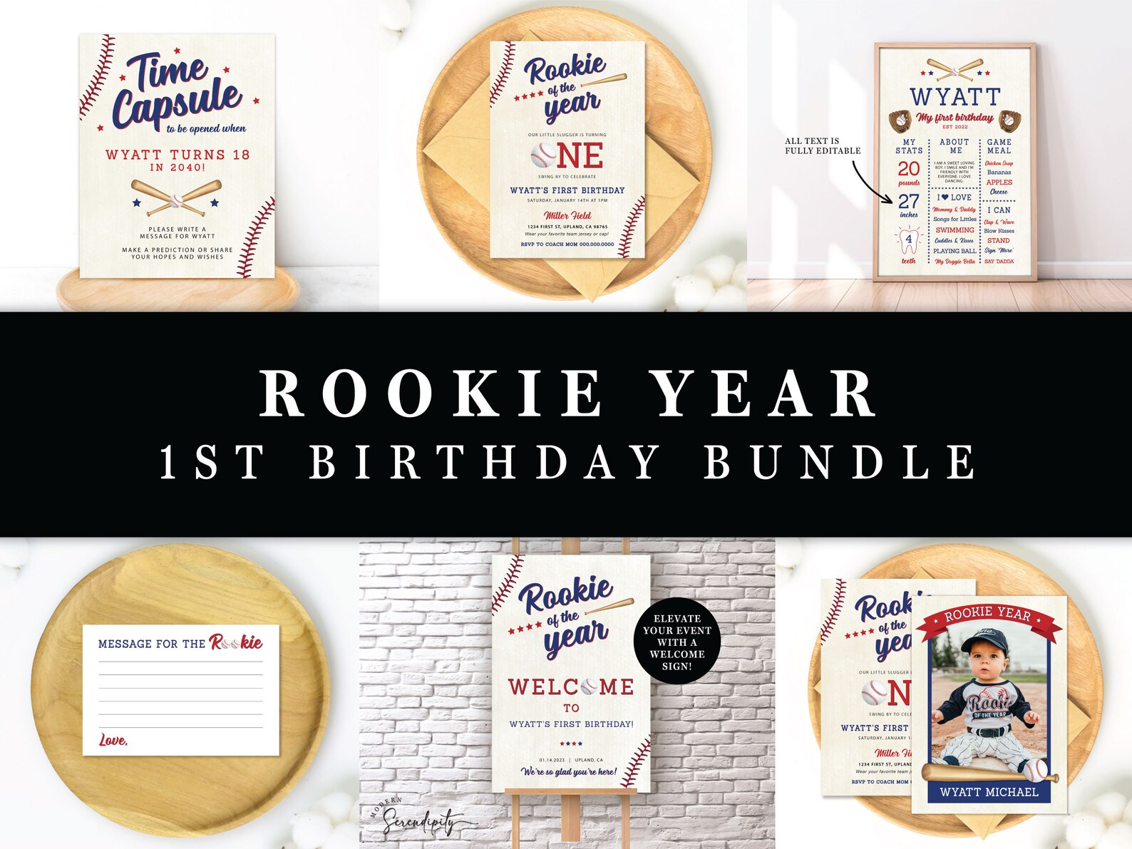 Rookie of the Year First Birthday Invitation Bundle Time - Etsy