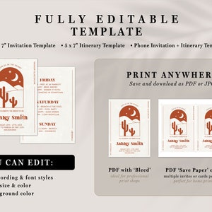 Desert Bachelorette Party Invitation Scottsdale Retro Bachelorette ...