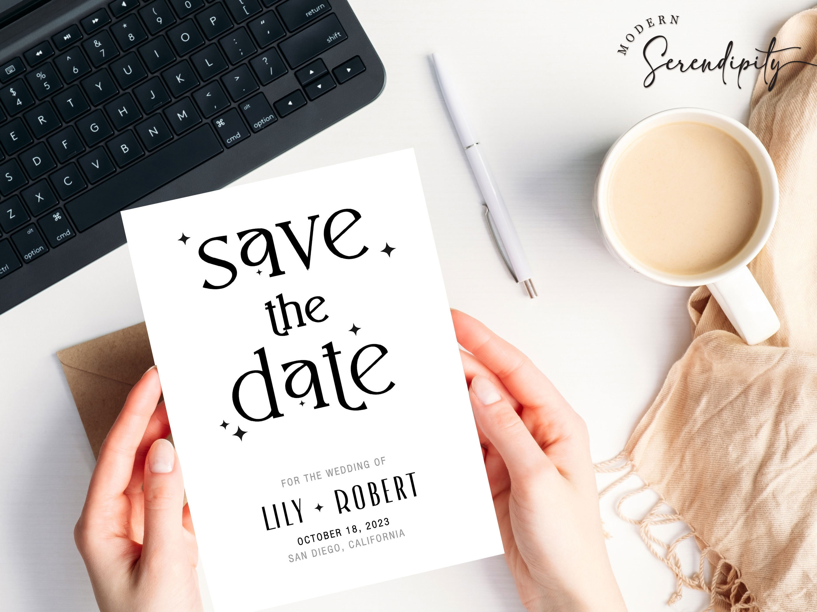Save the Date Retro Modern Photo Template Modern Retro Save the Date ...
