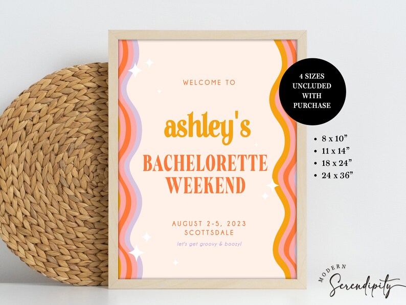 Retro Groovy Bachelorette Welcome Sign 70's Groovy and - Etsy