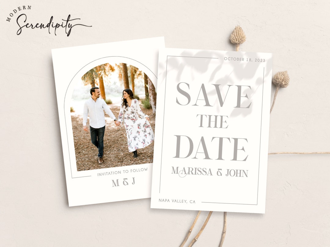 Save the Date Romantic Photo Template Classic Minimalist Shadow Save ...