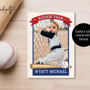 Baseball Players Card Rookie of the Year Trading Card First Birthday ...