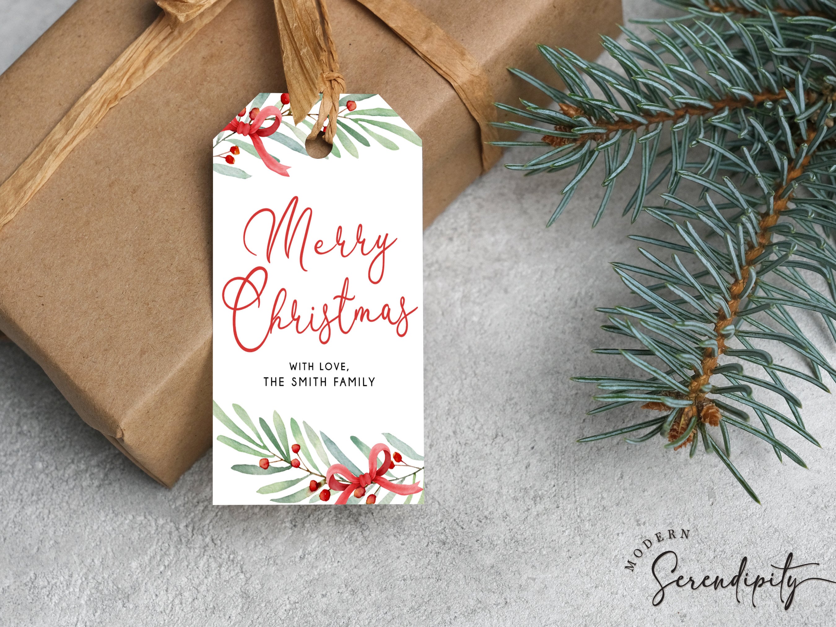 Merry Christmas Gift Tag Printable Christmas Gift Tag Holiday Party ...