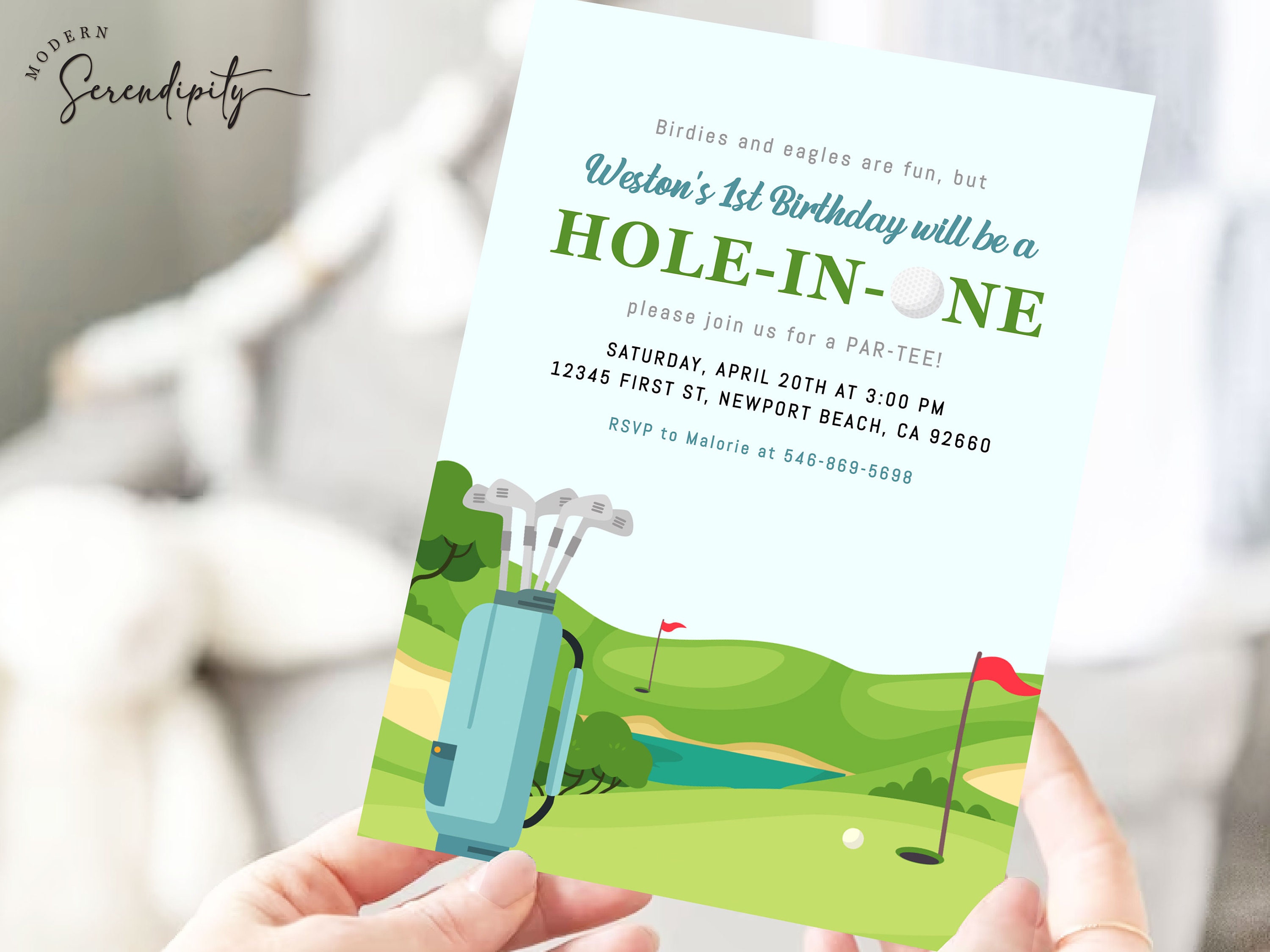 Golf First Birthday Invitation Hole in One Invitation Masters Golf ...