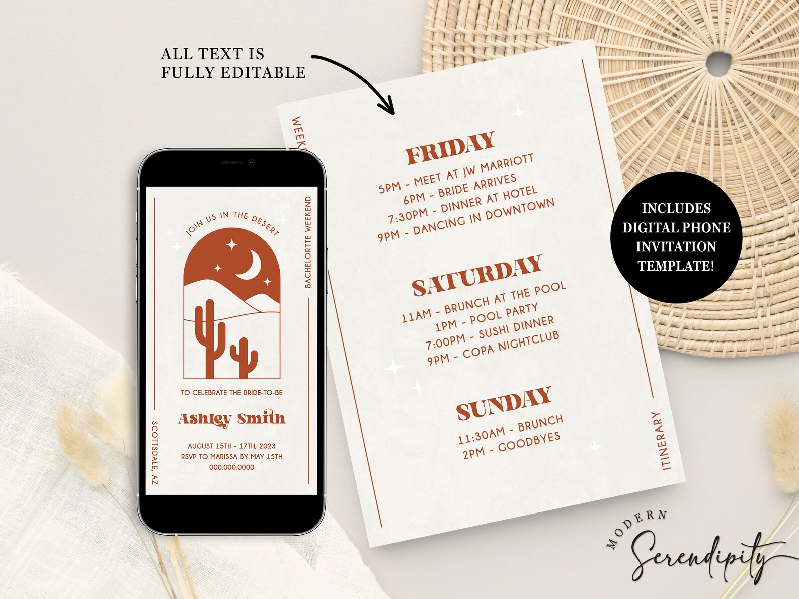 Desert Bachelorette Party Invitation Scottsdale Retro Bachelorette ...