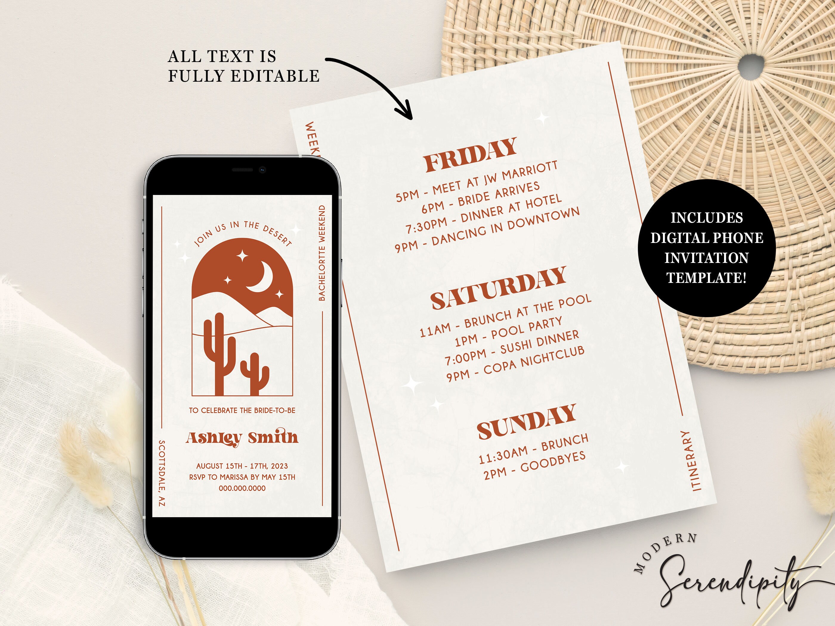 Desert Bachelorette Party Invitation Scottsdale Retro Bachelorette ...