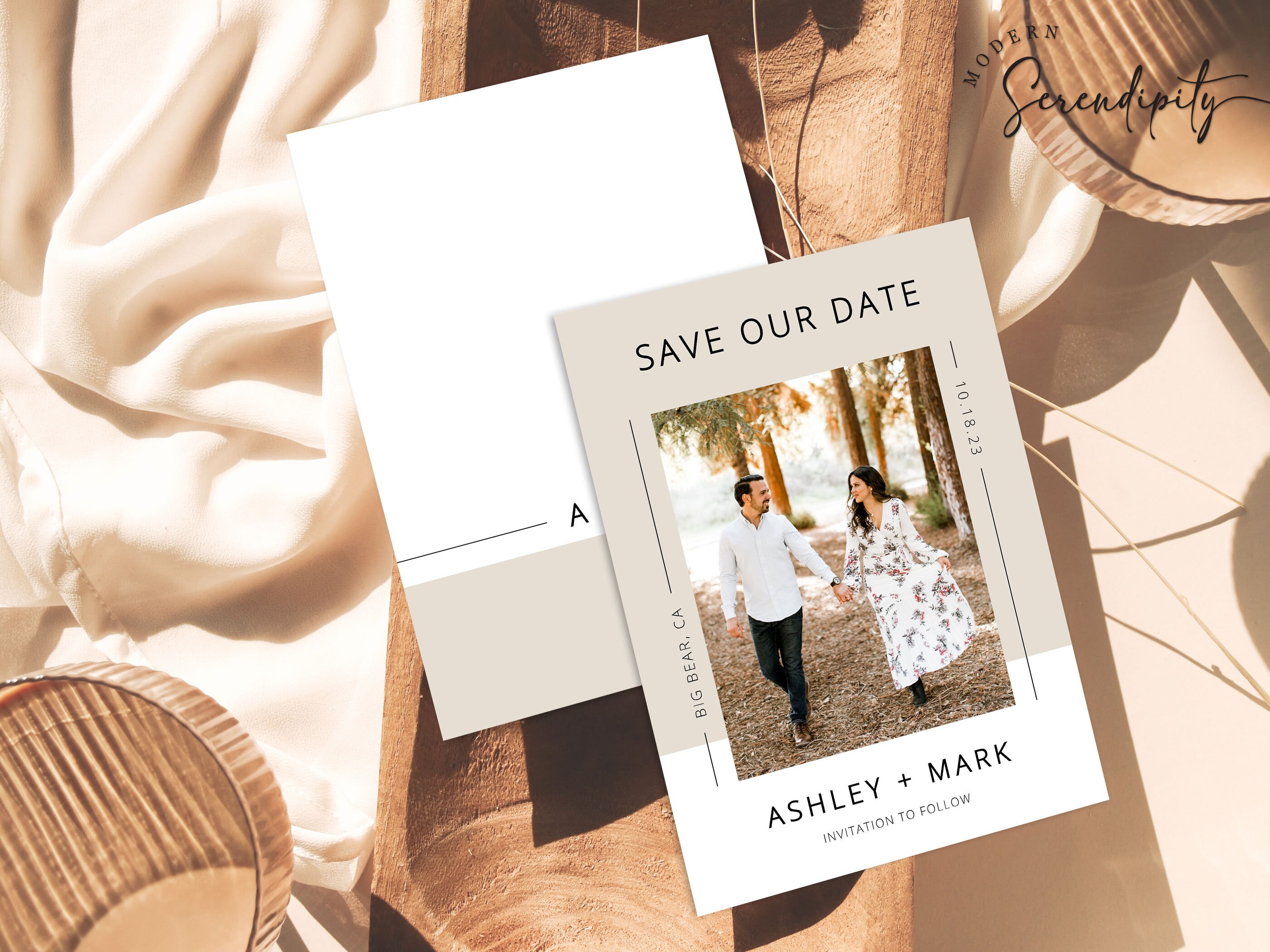 Save the Date Modern Photo Template Minimalist Save the Date Boho Save ...