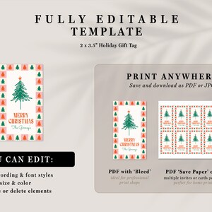 Merry Christmas Gift Tag Printable Christmas Gift Tag Holiday Party ...