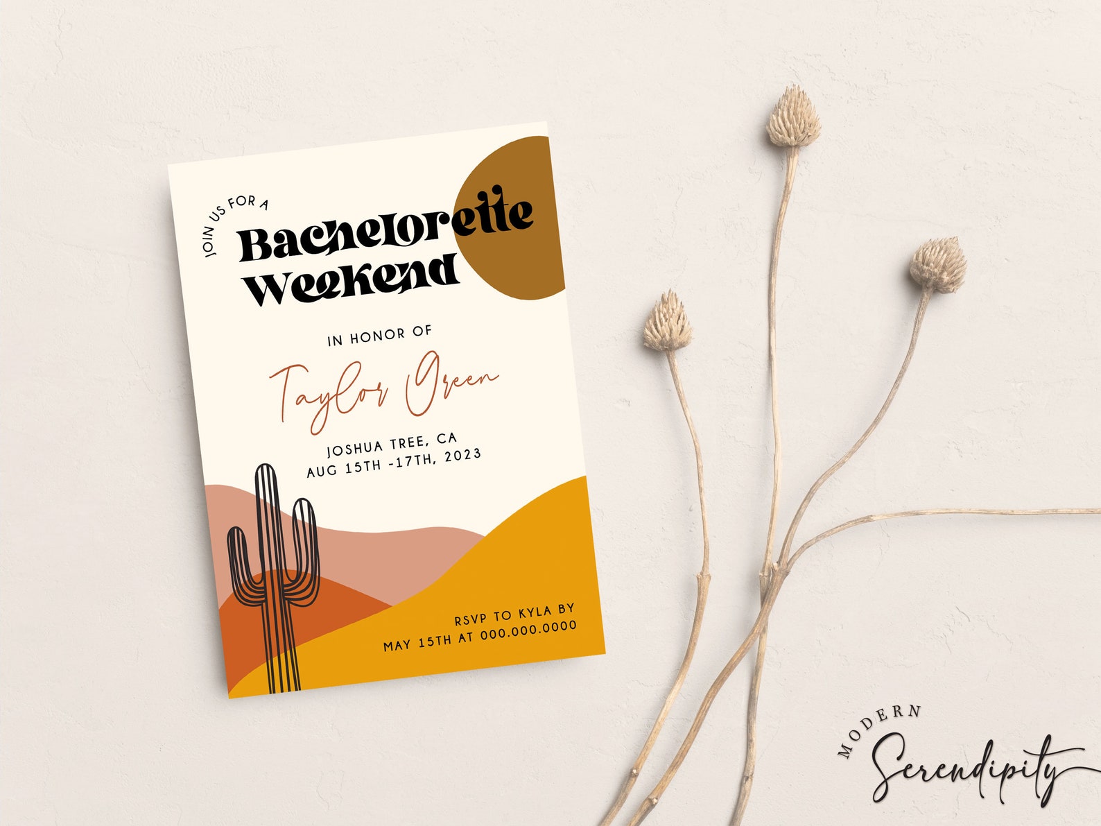 Bachelorette Retro Desert Party Invitation Desert Weekend Itinerary ...