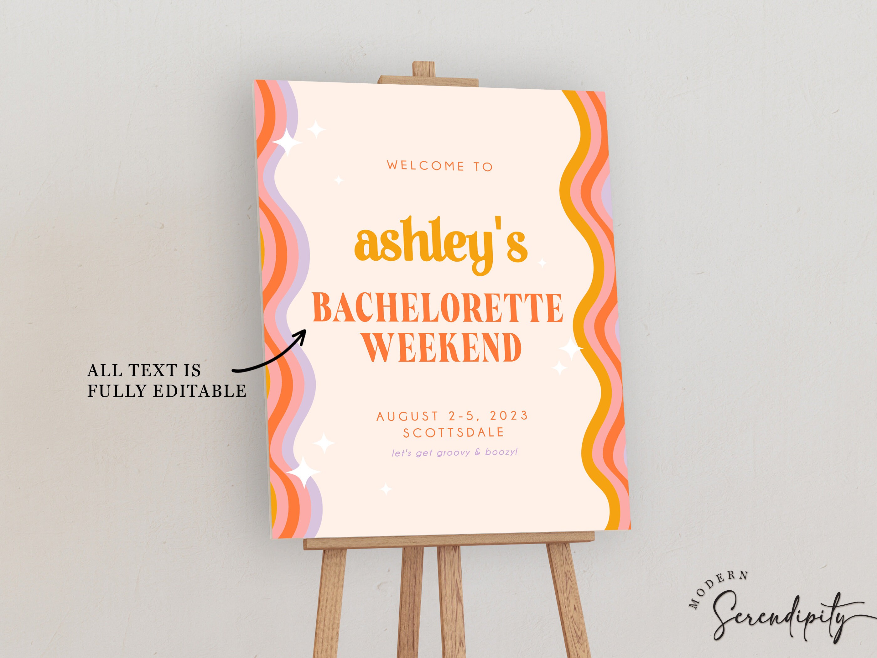 Retro Groovy Bachelorette Welcome Sign 70's Groovy and Boozy ...