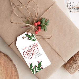 Merry Christmas Gift Tag Printable Christmas Gift Tag Holiday - Etsy