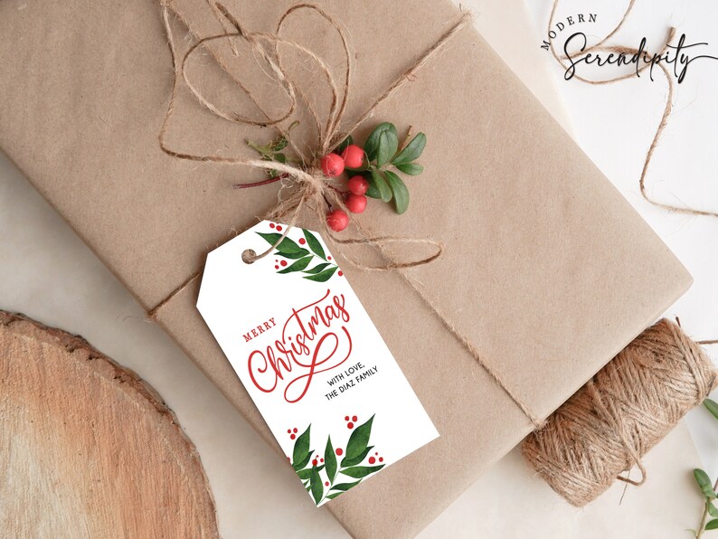 Merry Christmas Gift Tag Printable Christmas Gift Tag Holiday - Etsy