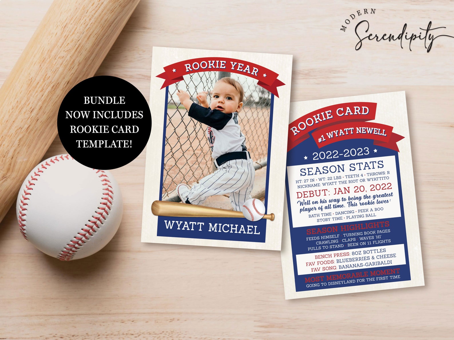 Rookie of the Year First Birthday Invitation Bundle Rookie Card Time ...