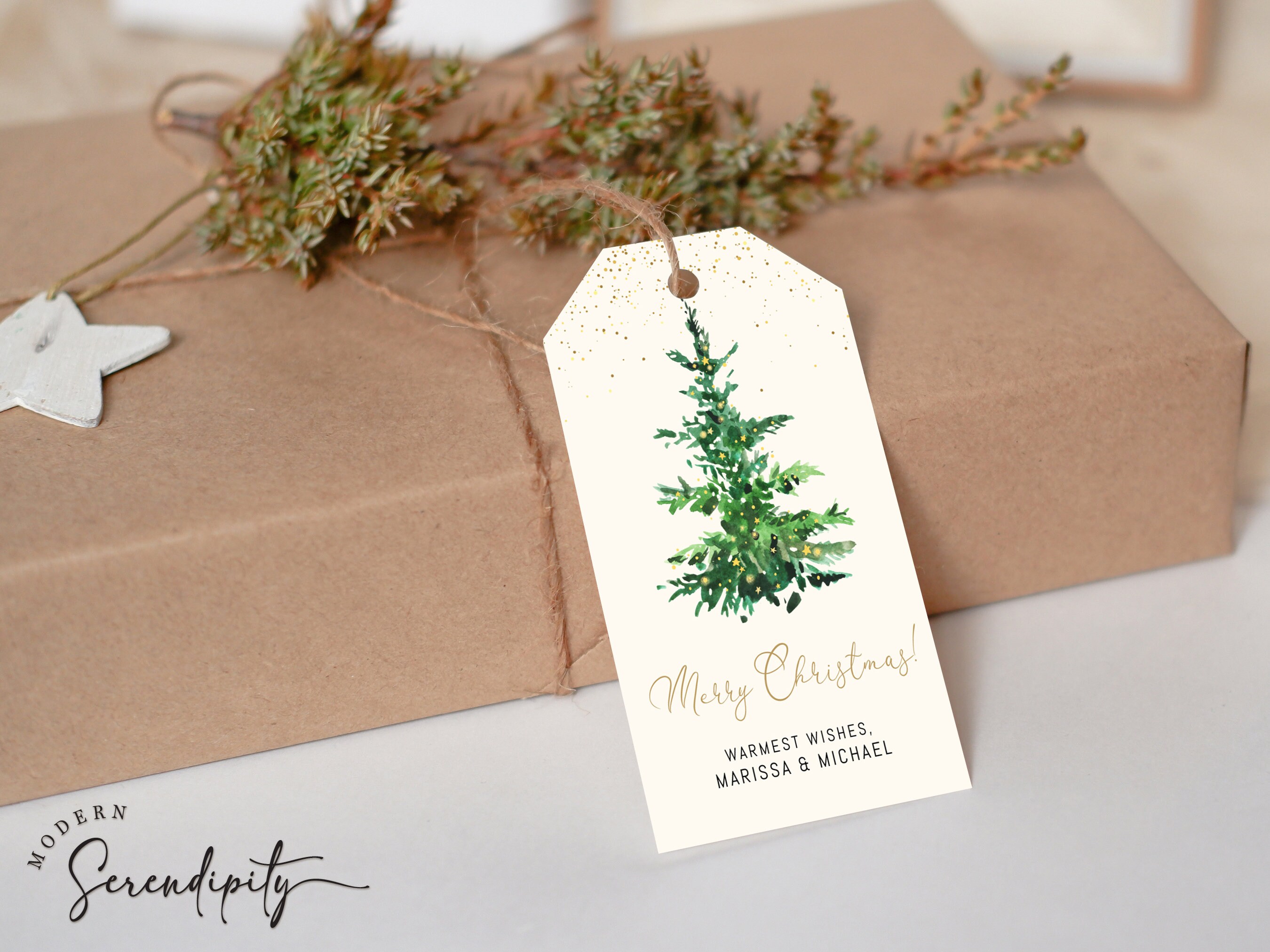 Merry Christmas Gift Tag Printable Christmas Tree Gift Tag - Etsy
