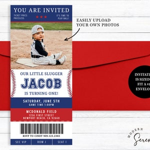 Baseball Ticket Invitation Editable Template Photo Baseball Birthday ...