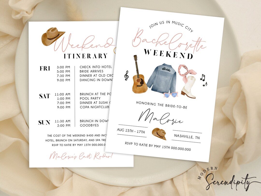 Nashville Bachelorette Party Invitation Nashville Bachelorette Weekend ...