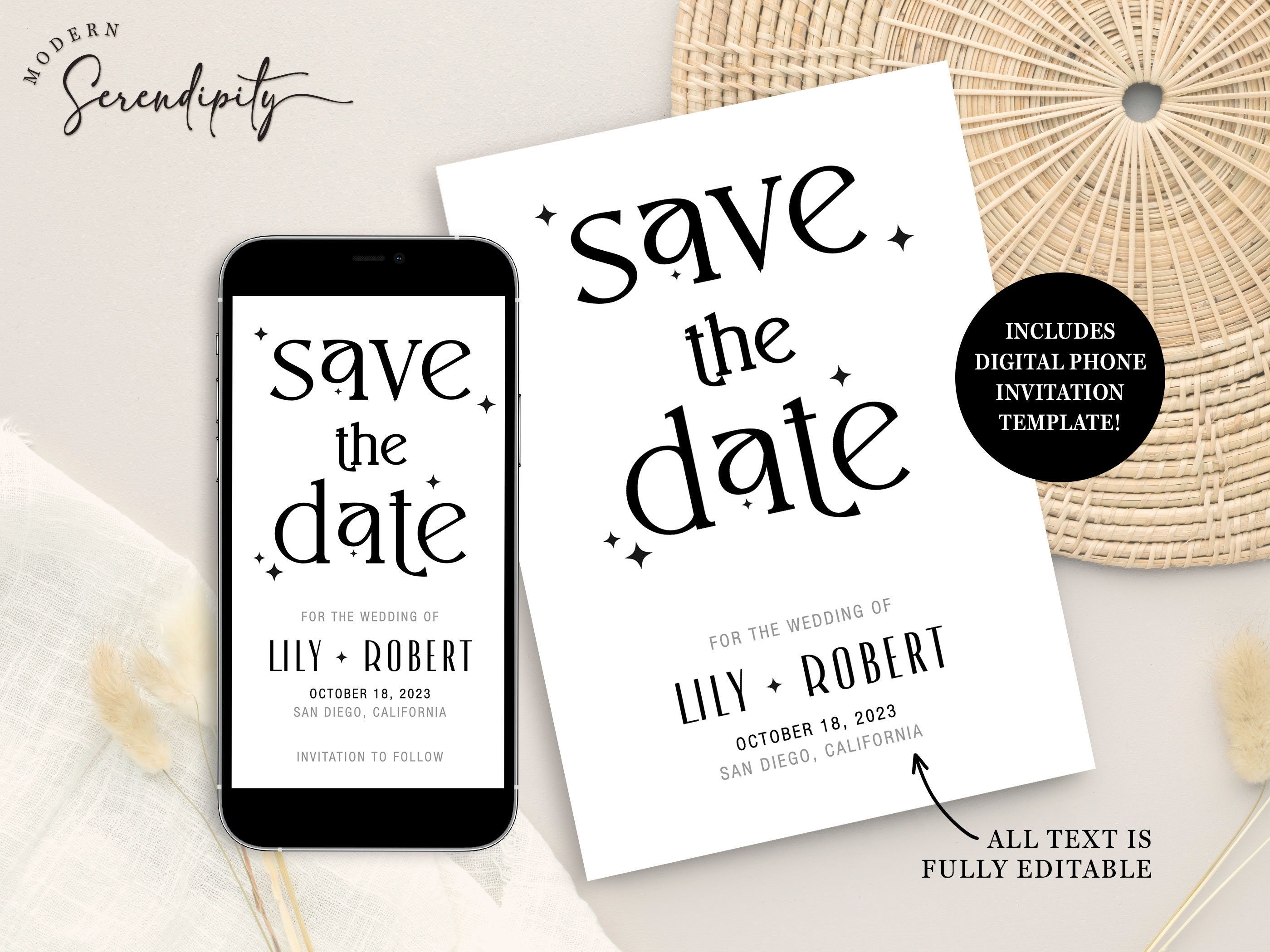 Save the Date Retro Modern Photo Template Modern Retro Save the Date ...