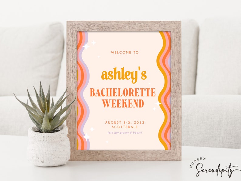 Retro Groovy Bachelorette Welcome Sign 70's Groovy and Boozy ...