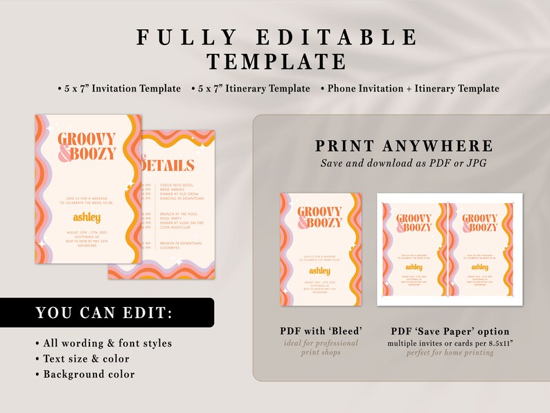 Bachelorette Party Groovy and Boozy Invitation Groovy Retro Weekend ...