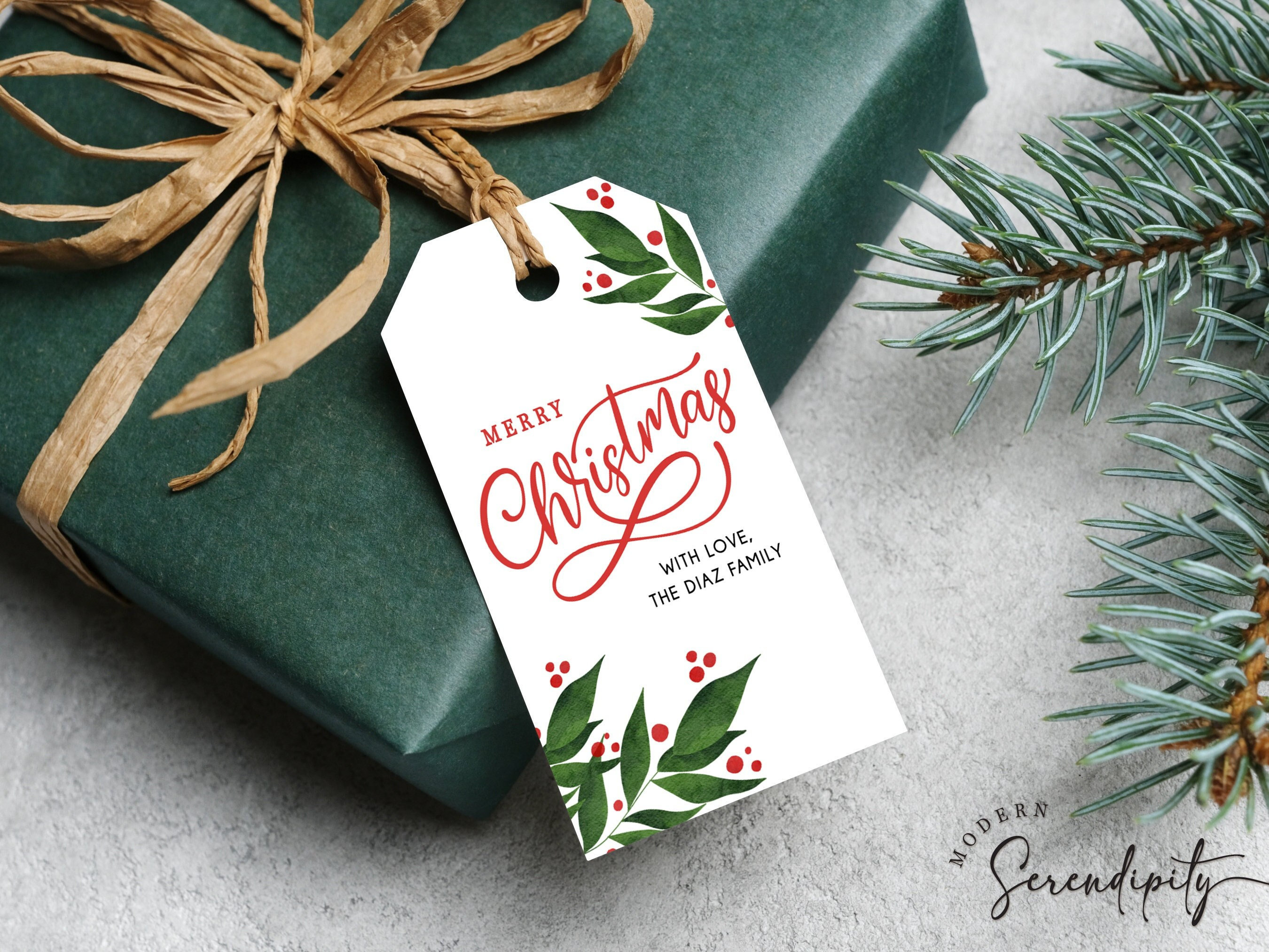 Merry Christmas Gift Tag Printable Christmas Gift Tag Holiday - Etsy