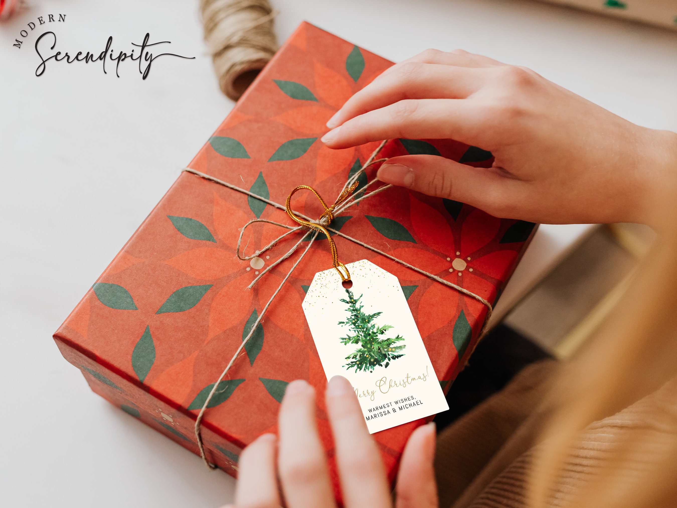 Merry Christmas Gift Tag Printable Christmas Tree Gift Tag - Etsy