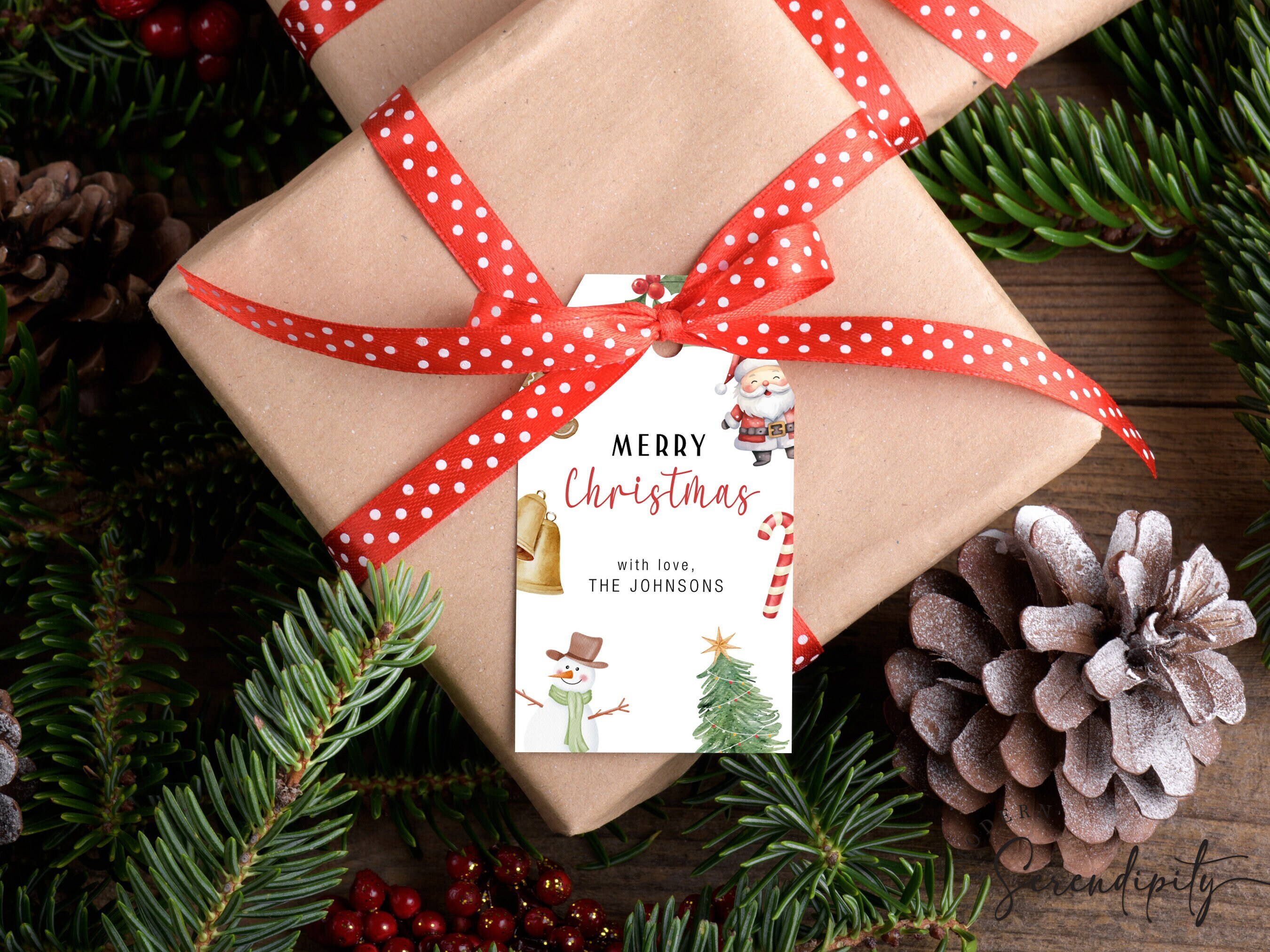 Merry Christmas Gift Tag Printable Christmas Gift Tag Holiday - Etsy