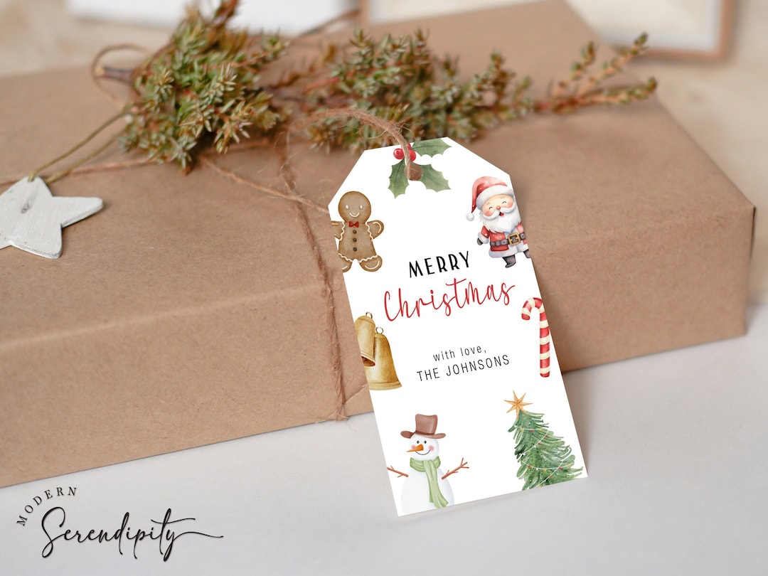 Merry Christmas Gift Tag Printable Christmas Gift Tag Holiday Party ...