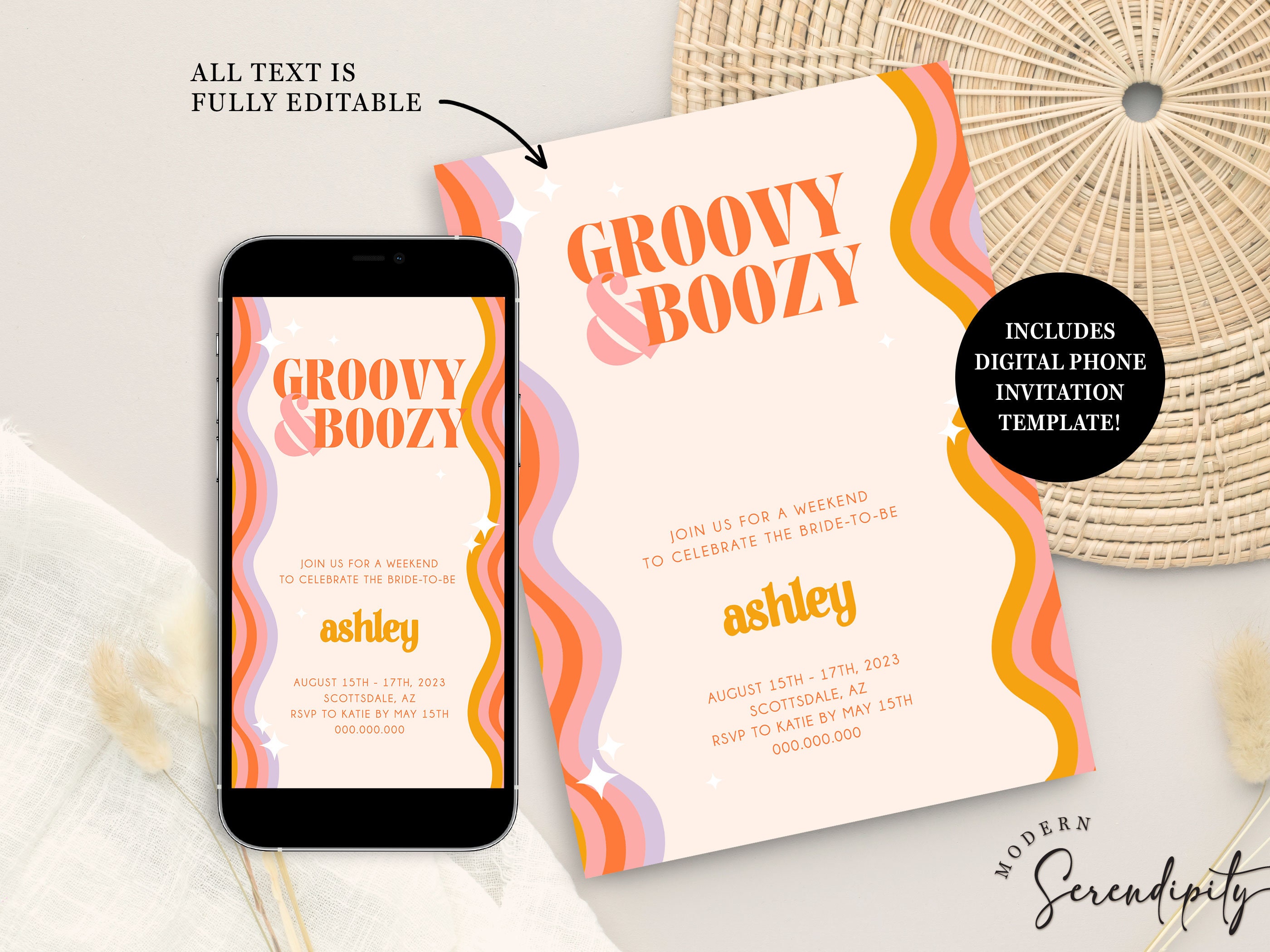 Bachelorette Party Groovy and Boozy Invitation Groovy Retro Weekend ...