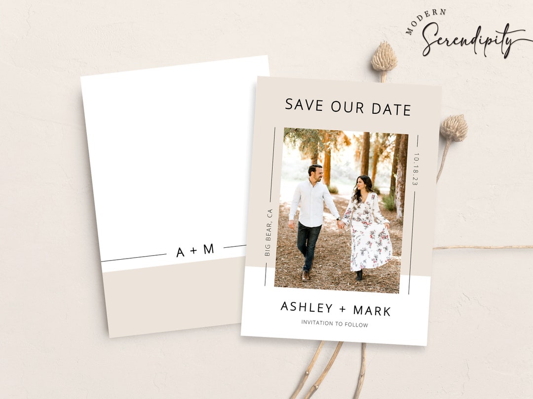 Save the Date Modern Photo Template Minimalist Save the Date Boho Save ...