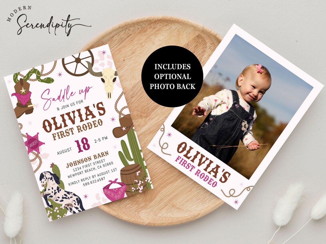 First Rodeo Birthday Invitation Template Country Western Girl 1st ...