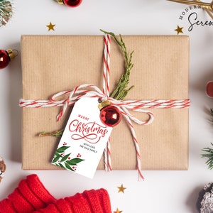 Merry Christmas Gift Tag Printable Christmas Gift Tag Holiday - Etsy