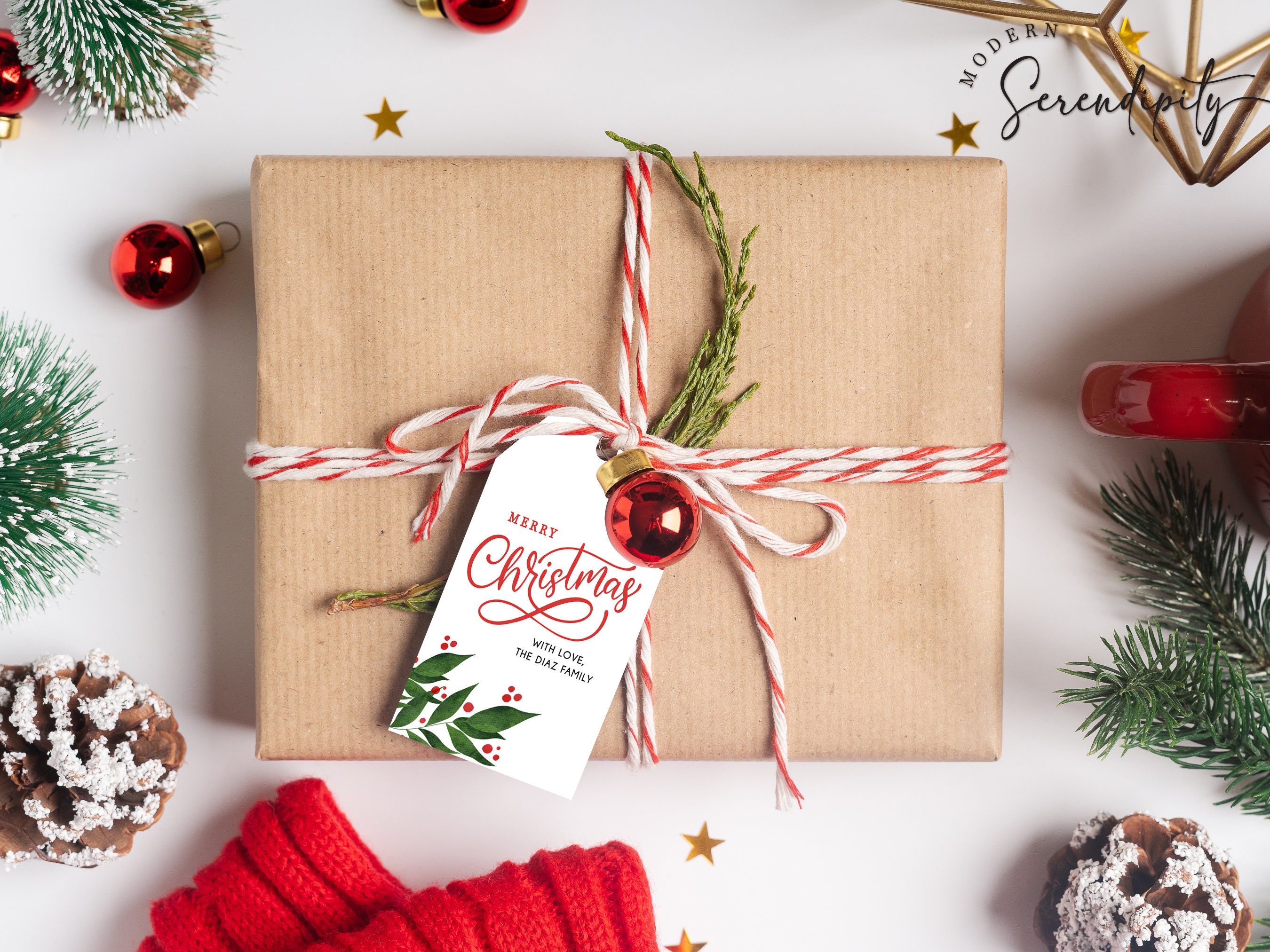 Merry Christmas Gift Tag Printable Christmas Gift Tag Holiday - Etsy