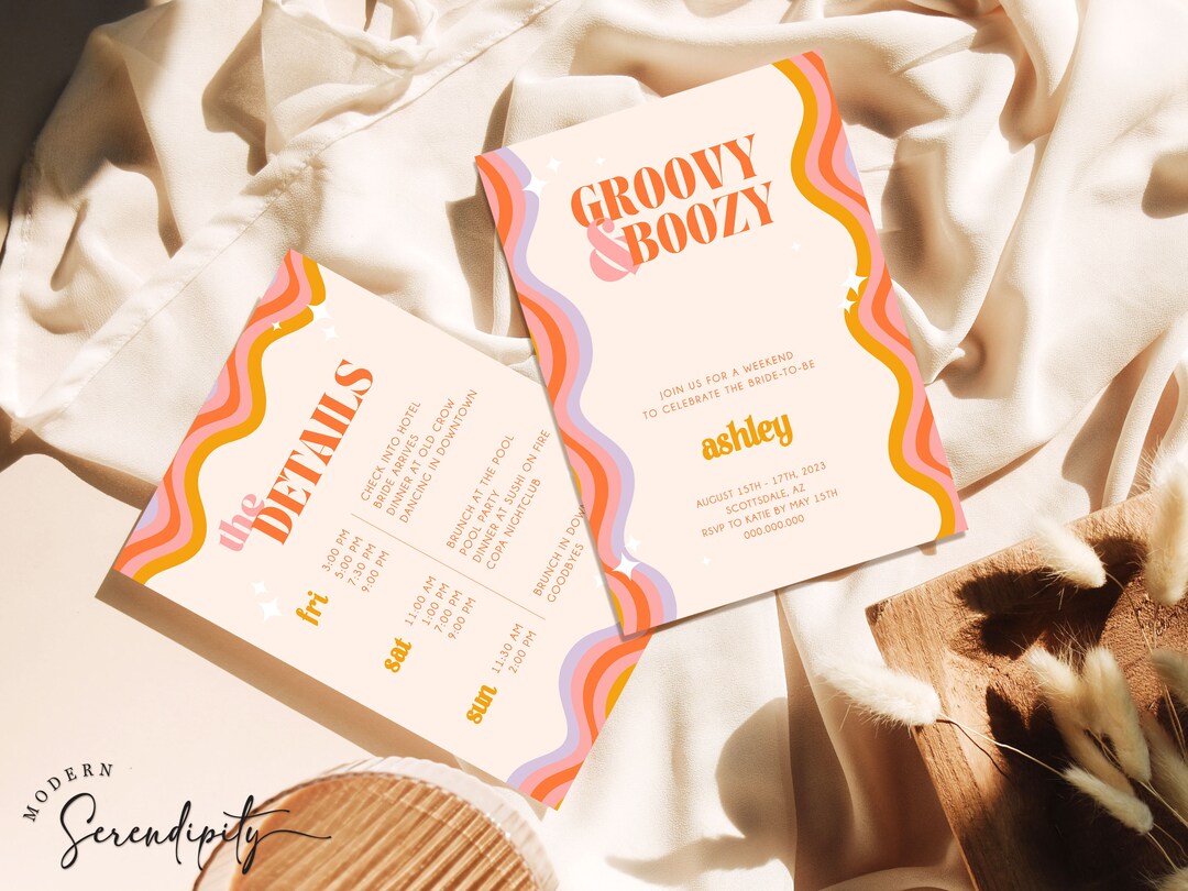 Bachelorette Party Groovy and Boozy Invitation Groovy Retro Weekend ...