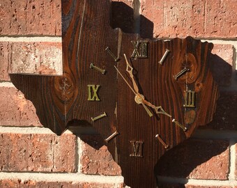 Clock Beautiful Tri-color Stained Wooden Texas State Wall - Etsy