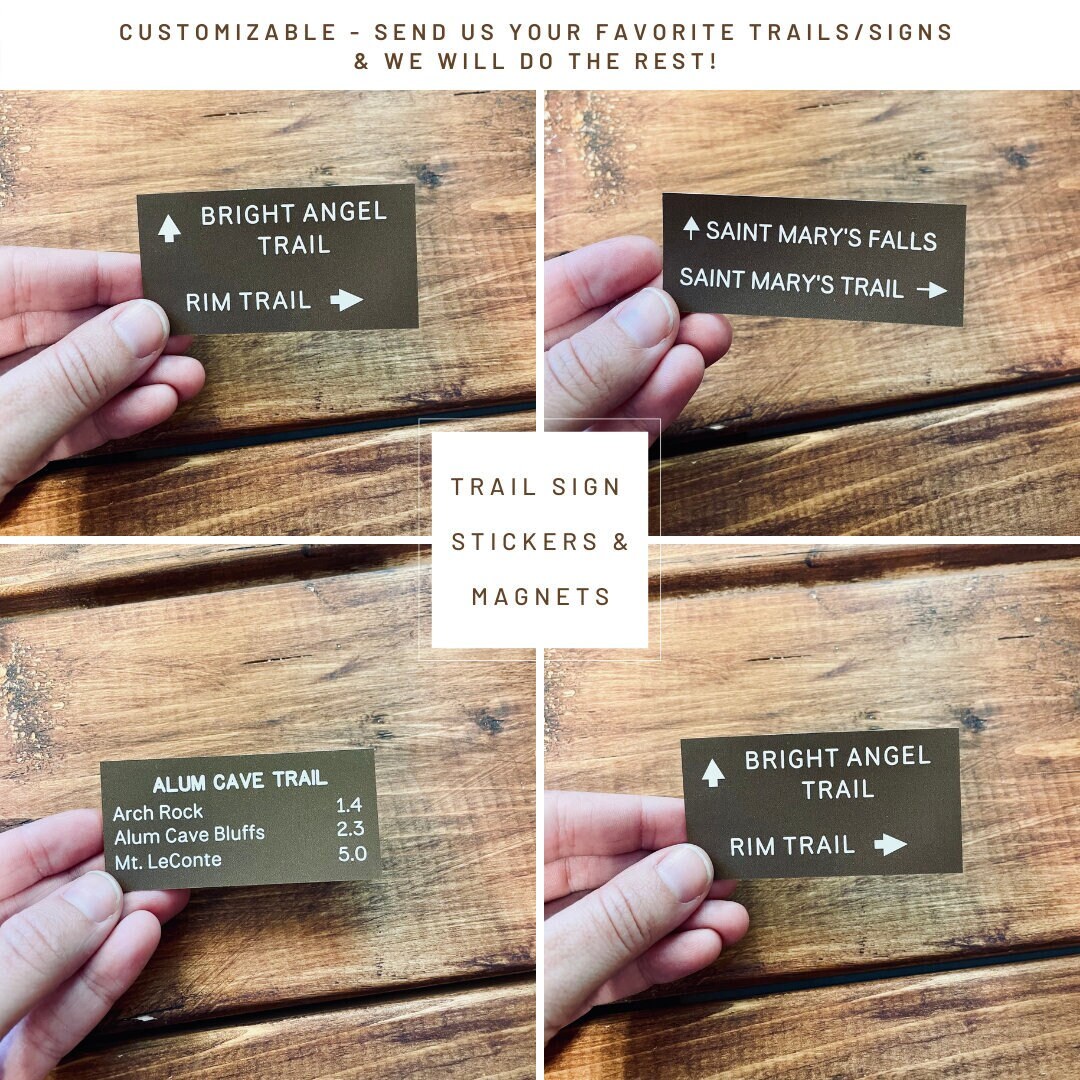 Custom Trail Sign Stickers - Hiking Trail Sign Magnet - National Park ...