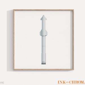Starship and Super Heavy Booster Stacked Print, Spacex Rocket Ship ...