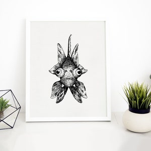 Goofy Goldfish Print Unique Print Funny Wall Art Goldfish - Etsy UK