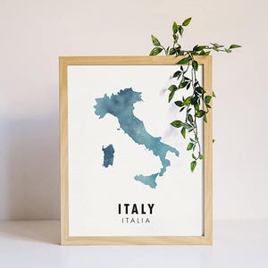 Ocean Blue, Italy Print, Map Poster, Italia Art, Italian Map, Travel ...