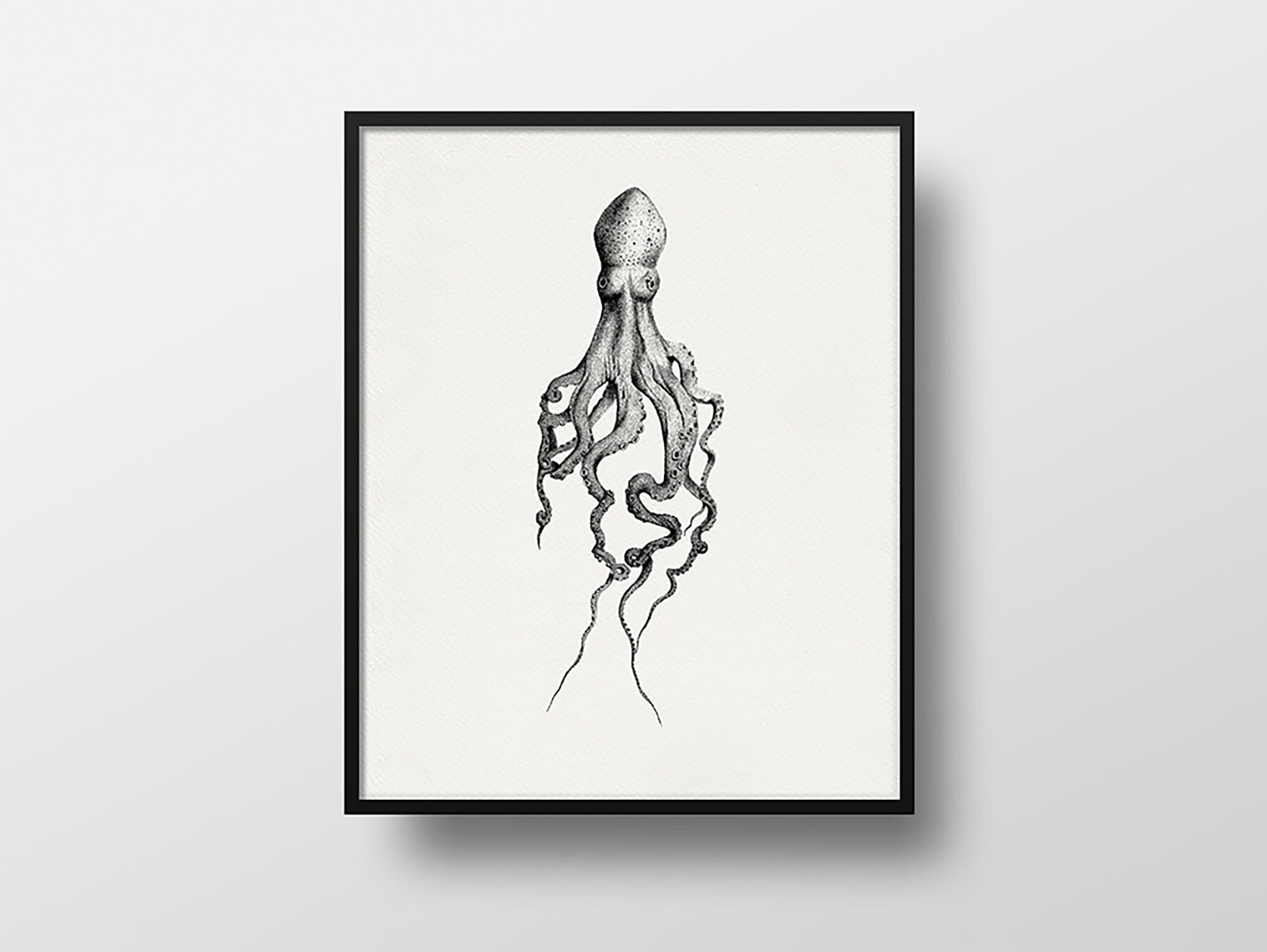 Octopus Print Black Octopus Affordable Art Home Art Ocean | Etsy