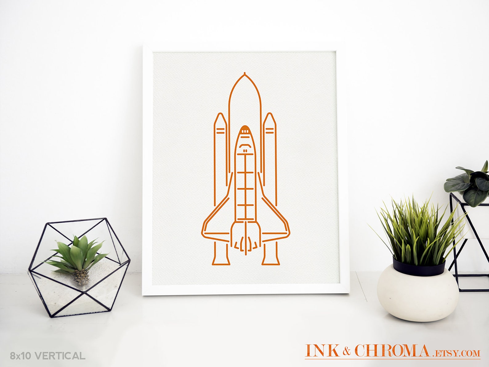 Orange NASA Space Shuttle Line Art Minimalist Rocket Print - Etsy UK