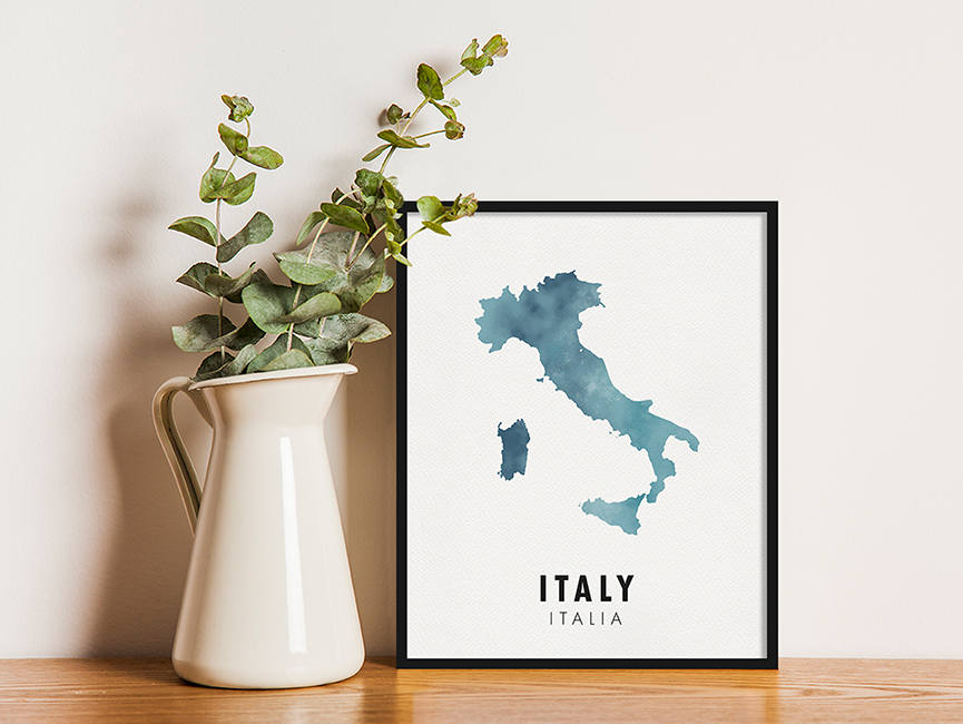 Ocean Blue Italy Print Map Poster Italia Art Italian Map - Etsy UK