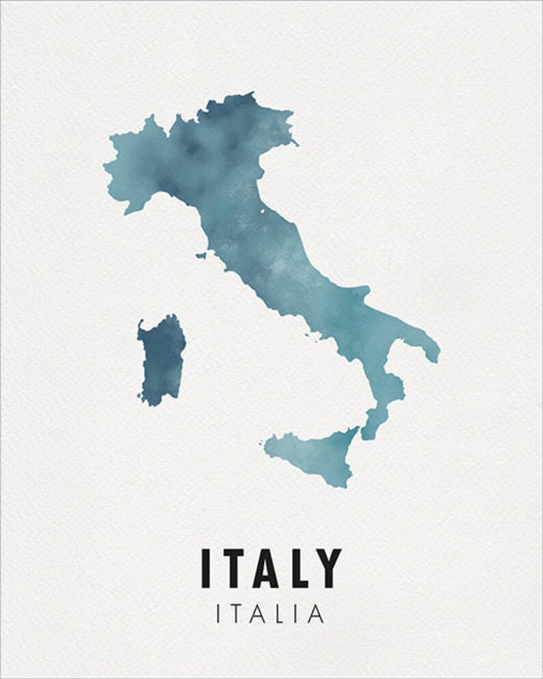 Ocean Blue Italy Print Map Poster Italia Art Italian Map - Etsy UK