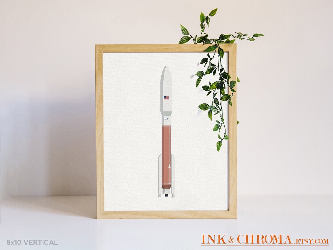 Atlas V With Payload Fairing Print, ULA Space Rocket Art, Space Ship ...