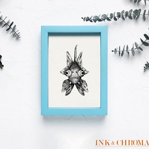 Goofy Goldfish Print, Unique Print, Funny Wall Art, Goldfish Print ...