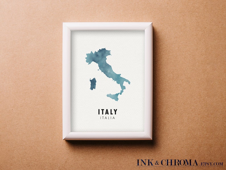 Ocean Blue Italy Print Map Poster Italia Art Italian Map - Etsy UK