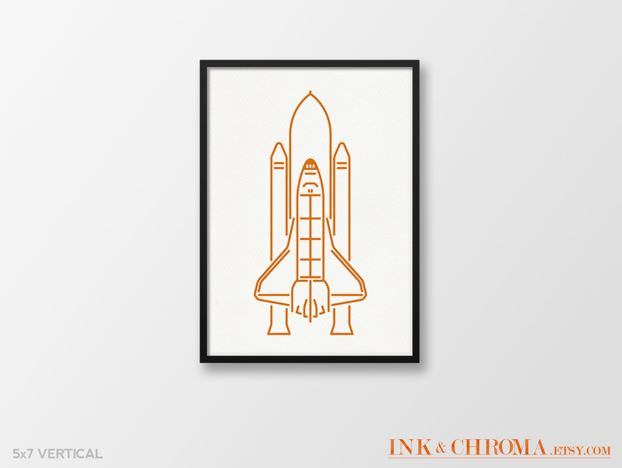 Orange NASA Space Shuttle Line Art Minimalist Rocket Print - Etsy UK