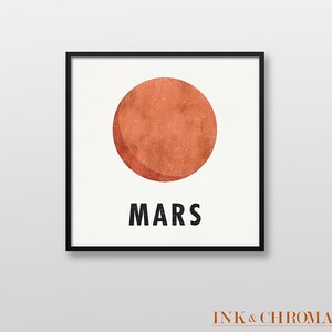 Mars Print, Space Print, Red Planet, Space Poster, Space Illustration ...