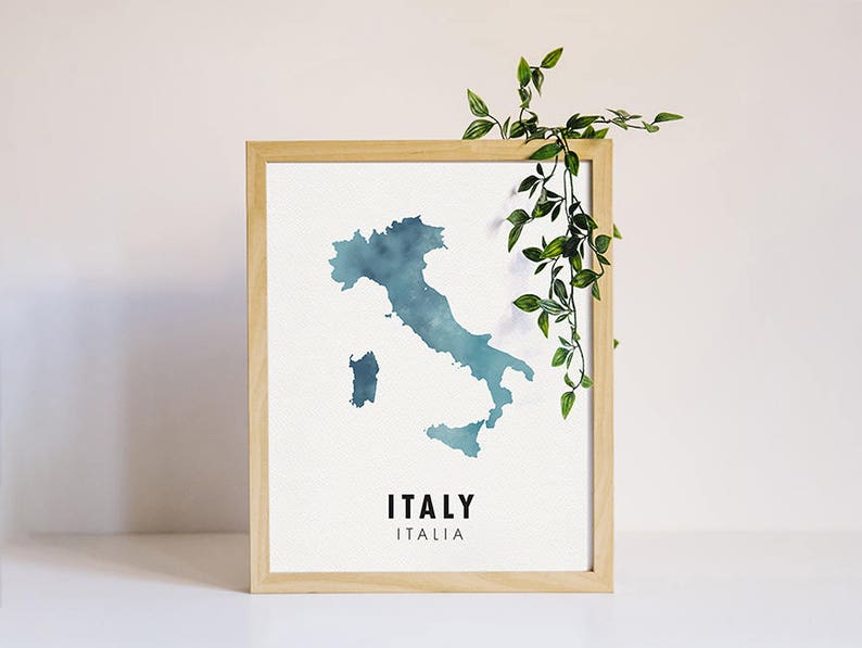 Ocean Blue Italy Print Map Poster Italia Art Italian Map - Etsy UK