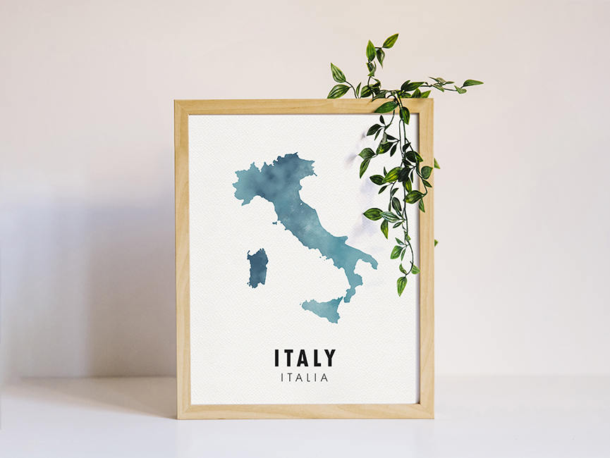Ocean Blue Italy Print Map Poster Italia Art Italian Map - Etsy UK